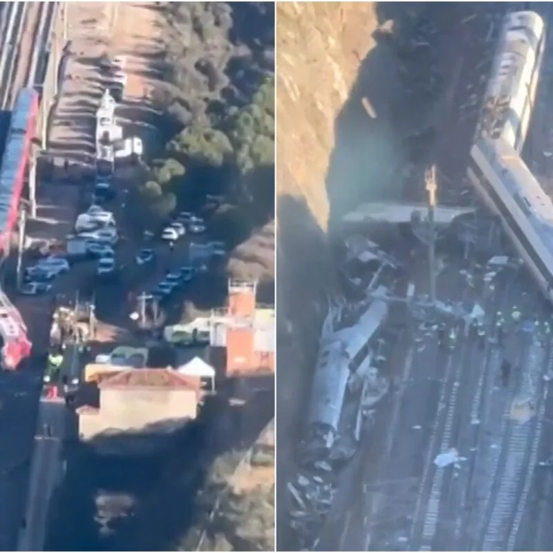 Las imágenes aéreas del accidente muestran dónde terminaron los trenes ...